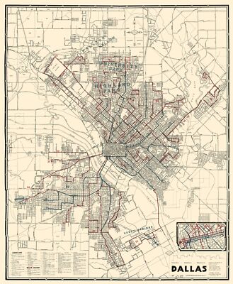 Historic City Map - Dallas Texas Street Cars - 1941 - 23 x 27.95 | eBay