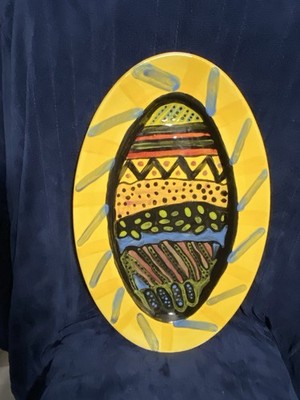 Unmarked Clay Hand-painted Oval Pottery Serving Tray Likely Penzo | eBay