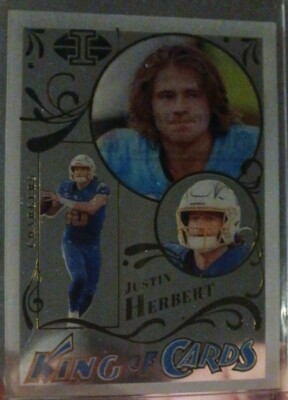 JUSTIN HERBERT 2022 PANINI ILLUSIONS 'KING OF HEARTS' CHARGERS. Clear ...