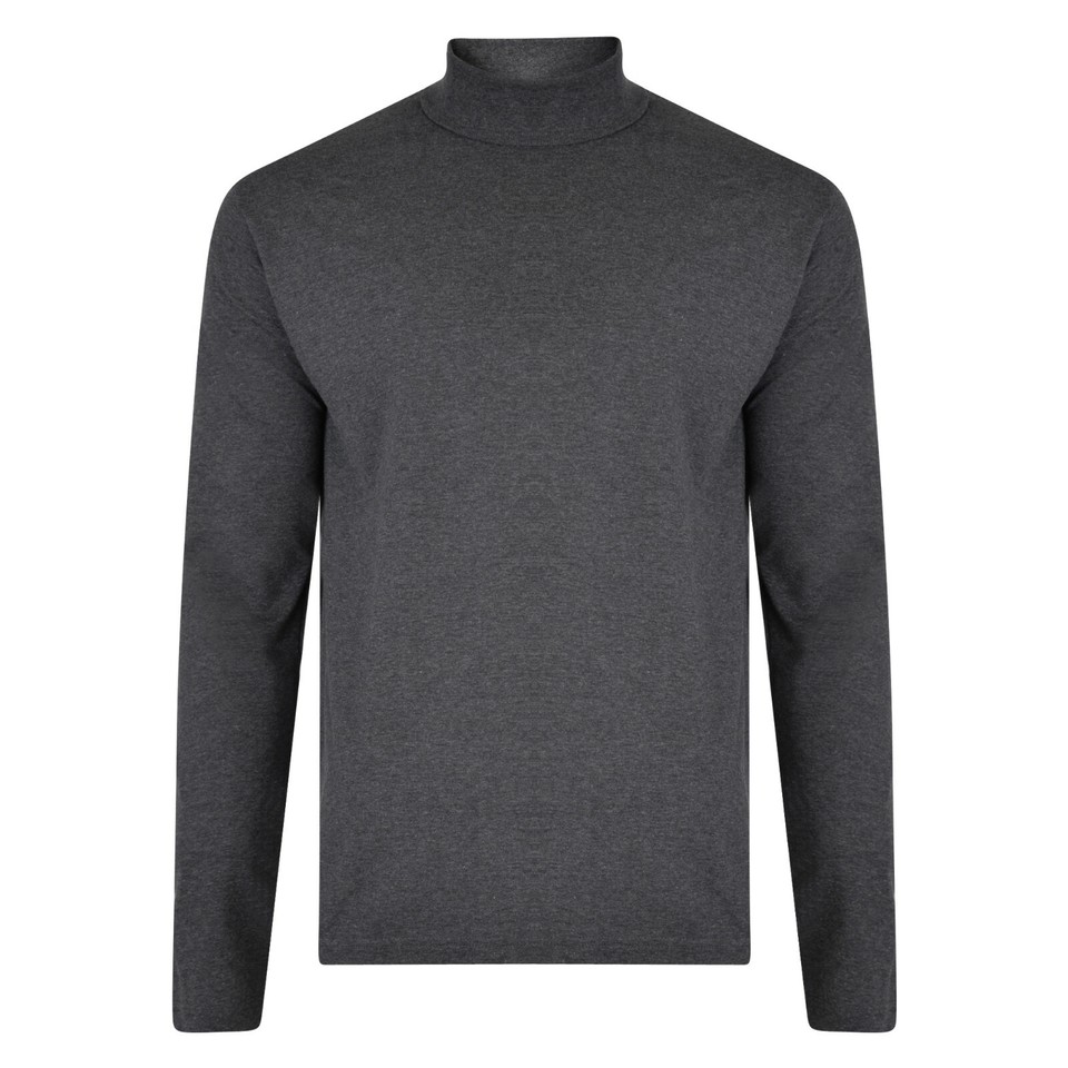 MENS ROLL NECK LONG SLEEVE COTTON POLO TURTLE NECK UK SIZES M,L,XL,XXL ...