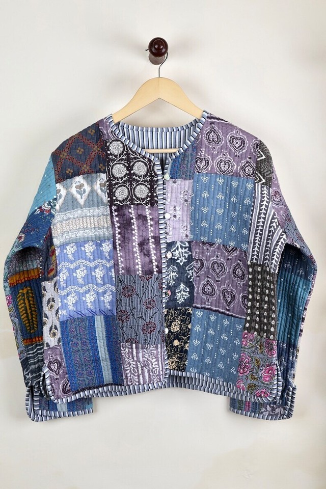 Grey Quilted Cotton Patchwork Jacket Handmade Cotton Jacket Women's ...