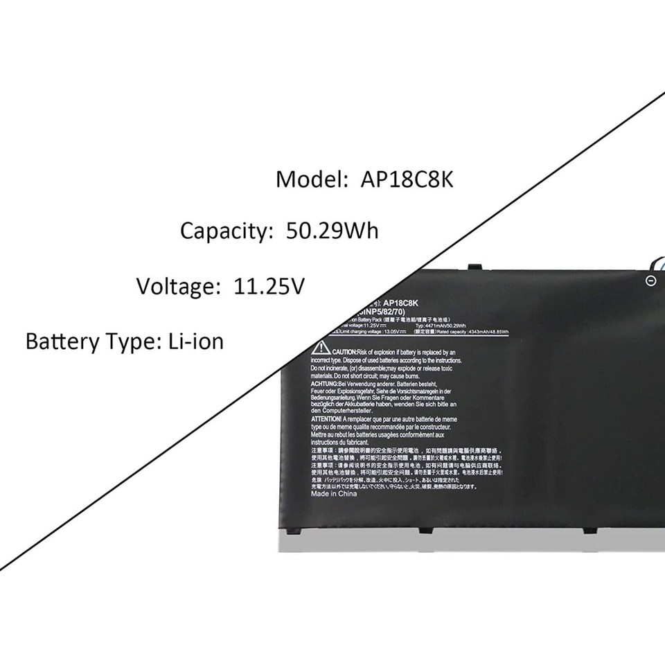 AP18C8K Battery For Acer Chromebook Spin CP713-2W 5 slim A515-54 A515 ...