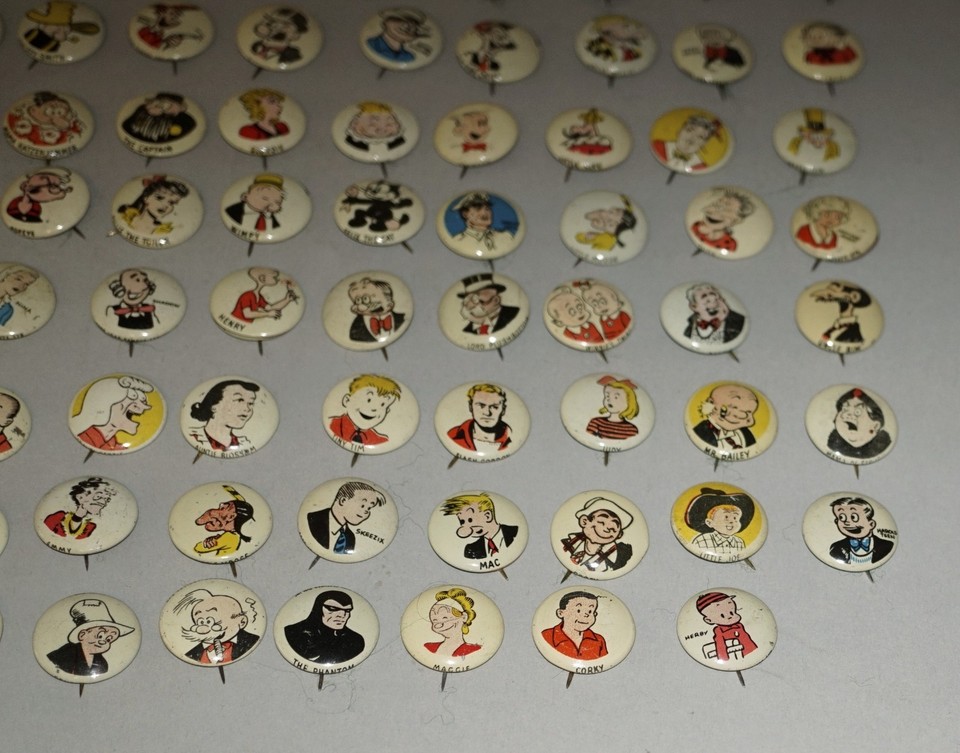 1940S KELLOGG'S PEP CEREAL PREMIUM CHARACTER PINS LOT OF 87 POPEYE ...