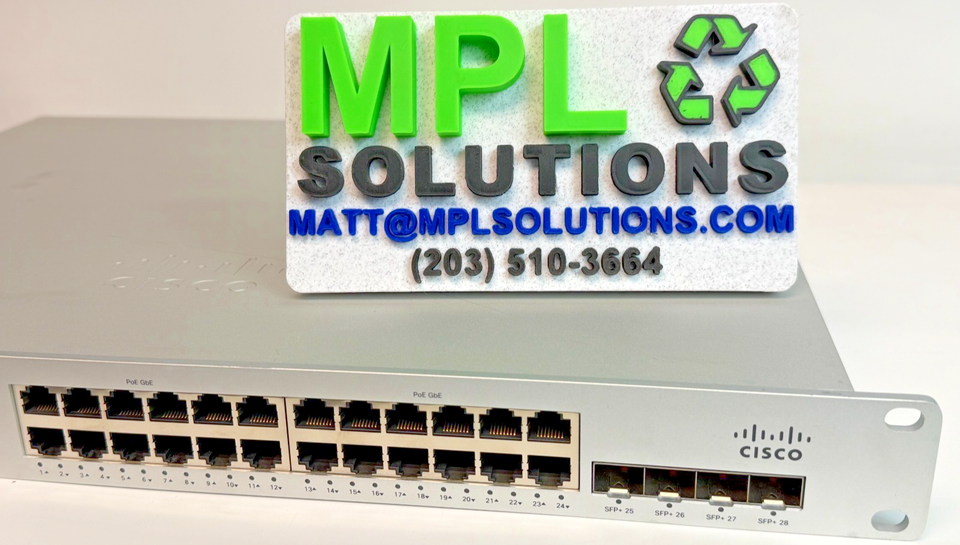 Cisco MS250-24P-HW Meraki 24 Port POE Switch - Unclaimed (dual 640W ...