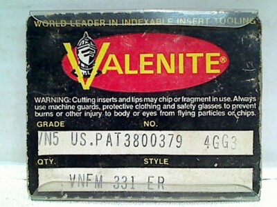 VALENITE VN5 GRADE CARBIDE INSERTS 4 PIECES VNFM 331 ER | eBay