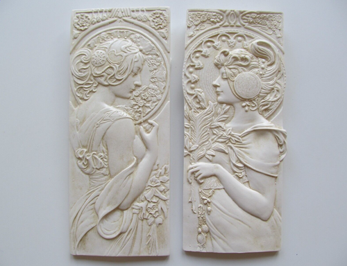 Pair of Art Navo lady wall hanging sculptured plaques art work | eBay UK