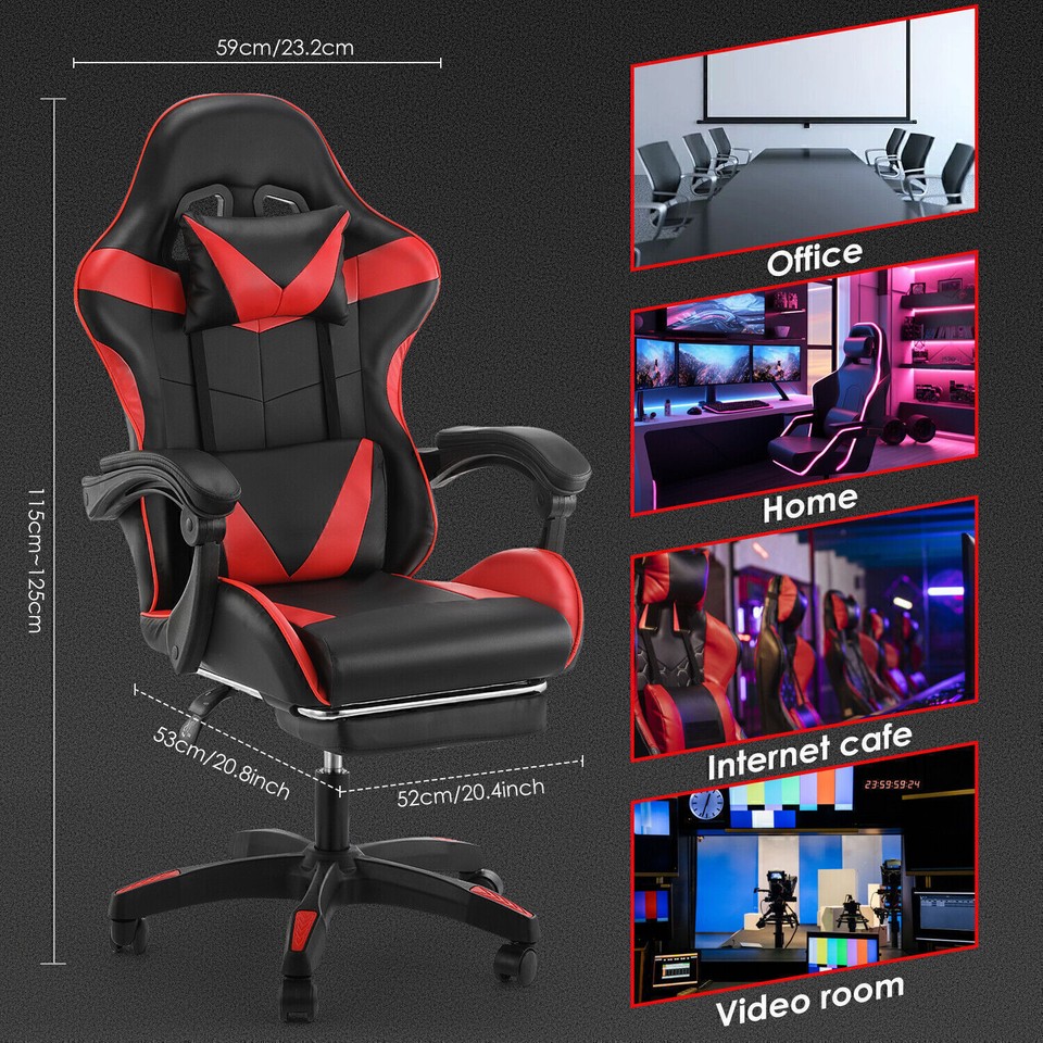 Gaming Leather Computer Chair Swivel Office Chair Recliner Leather Desk ...