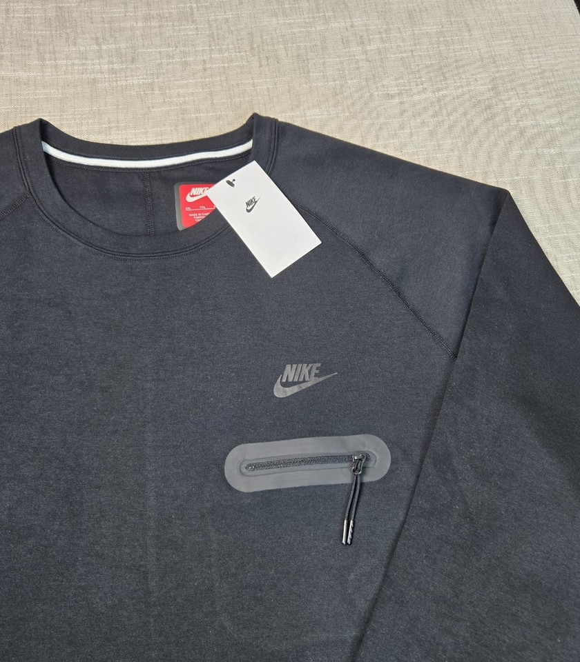 NIKE Tech Fleece Top Shirt 2XL Mens Black Long Sleeve Lightweight ...