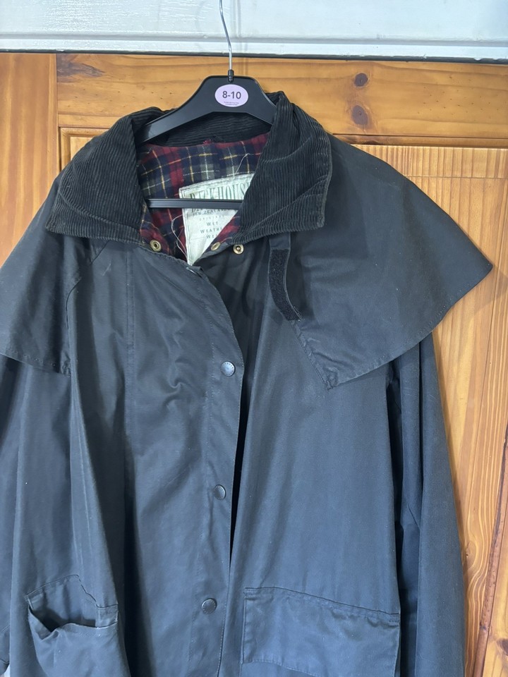 Stockmans Long Waxed Coat Wax Barbour Blue Size L Made In England horse ...