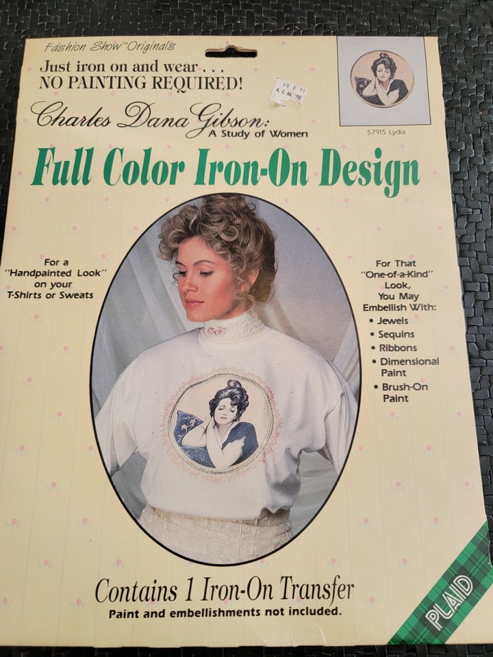 Gibson Girl Millicent Color Iron OnTransferT-ShirtsSweats.Vtg 90s ...
