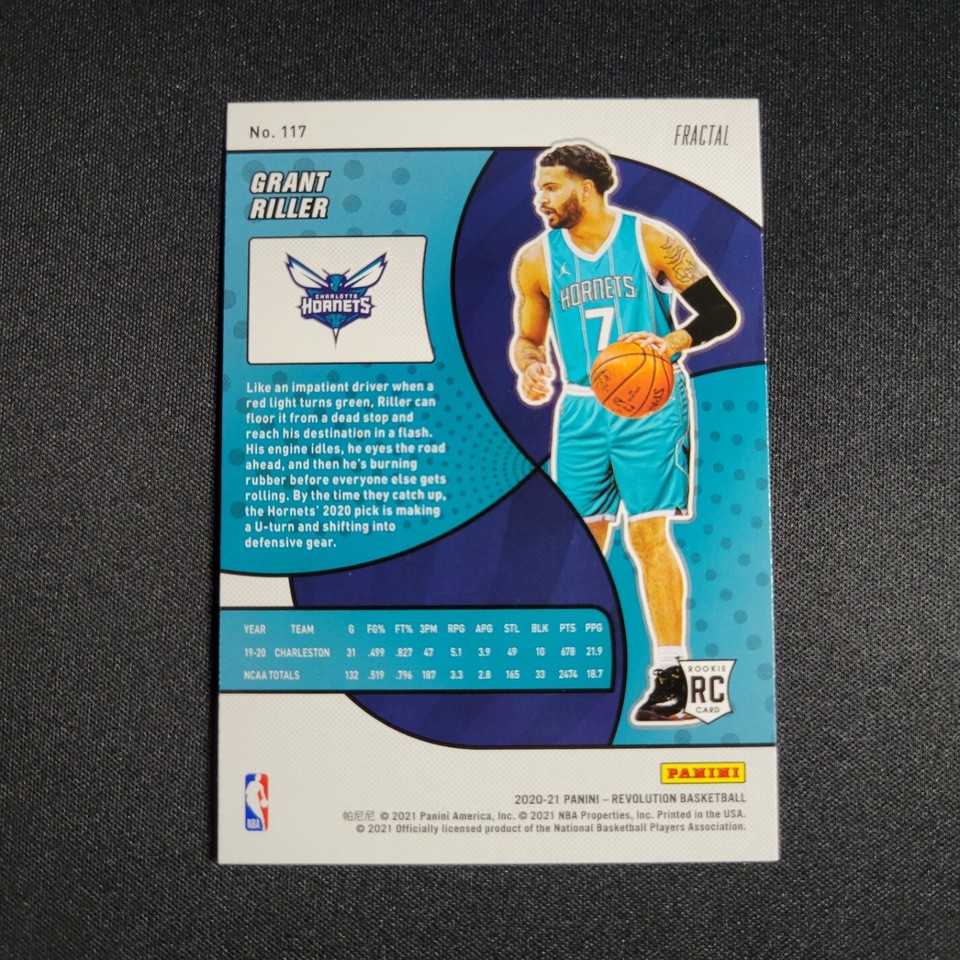 Grant Riller 2020-21 Panini Revolution Fractal Rookie #117 RC Charlotte ...