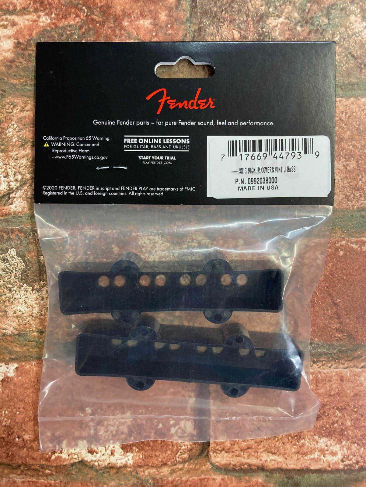 Fender Jazz Bass Pickup Covers in Black - USA Made Fender Pure Vintage ...