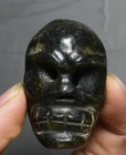 5.3CM Hongshan Culture Meteorite（Black Magnet）Skeleton Devil Skull Head ...