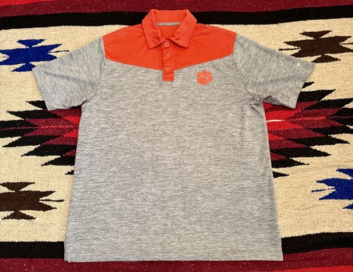 Clemson Tigers football gray and orange performance polo mens Large | eBay