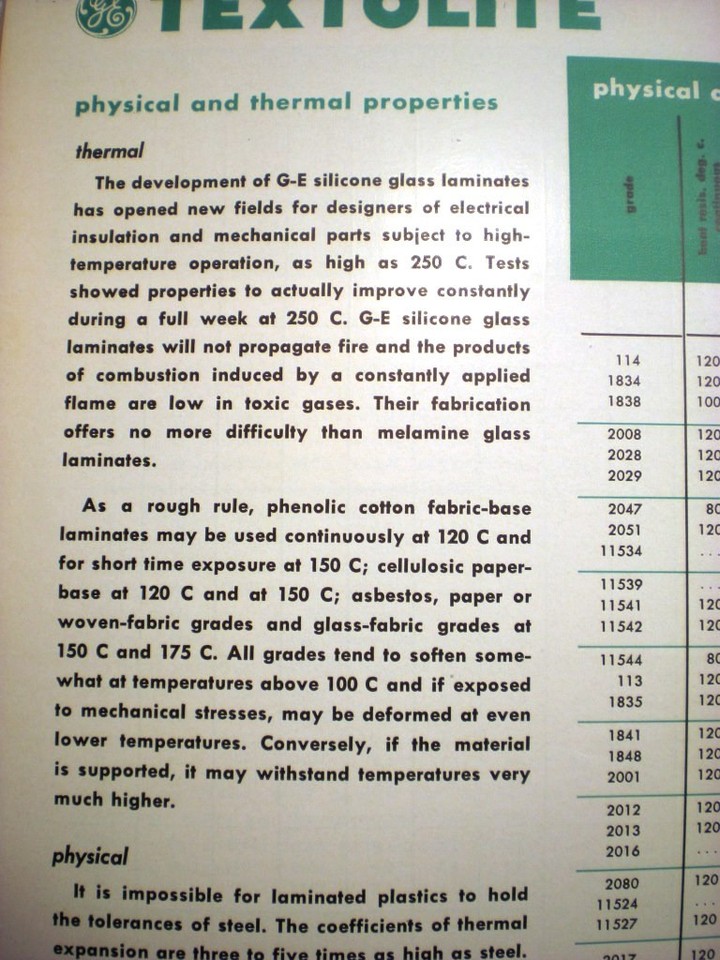 GENERAL ELECTRIC Textolite Industrial ASBESTOS Laminates Catalog 1953 ...