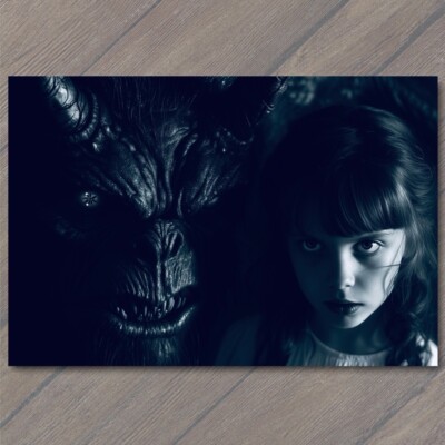 POSTCARD Girl Monster Creepy Unusual Weird Scary Pet Nightmare ...
