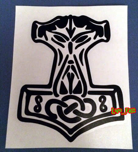 THORS HAMMER VINYL DECAL STICKER pagan asatru tyr viking rune thor ...