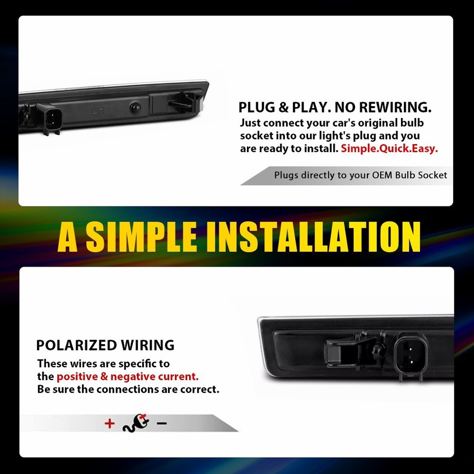 For Dodge Challenger 15-23 Clear Red LED Rear Bumper Side Marker Signal ...