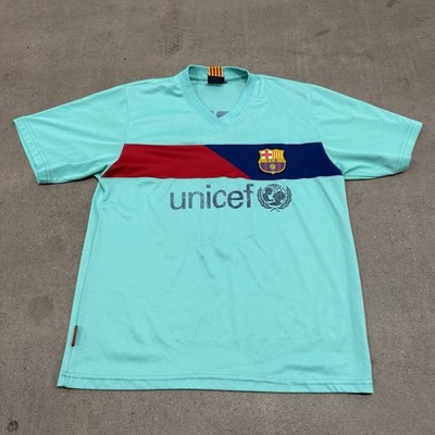 Lionel Messi 10 FCB Barcelona Sz L UNICEF Soccer Jersey Futbol Teal | eBay