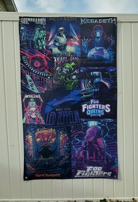 Iron Maiden, Megadeth Banner Flag 3x5' Heavy Metal Rock Band Music Fan ...