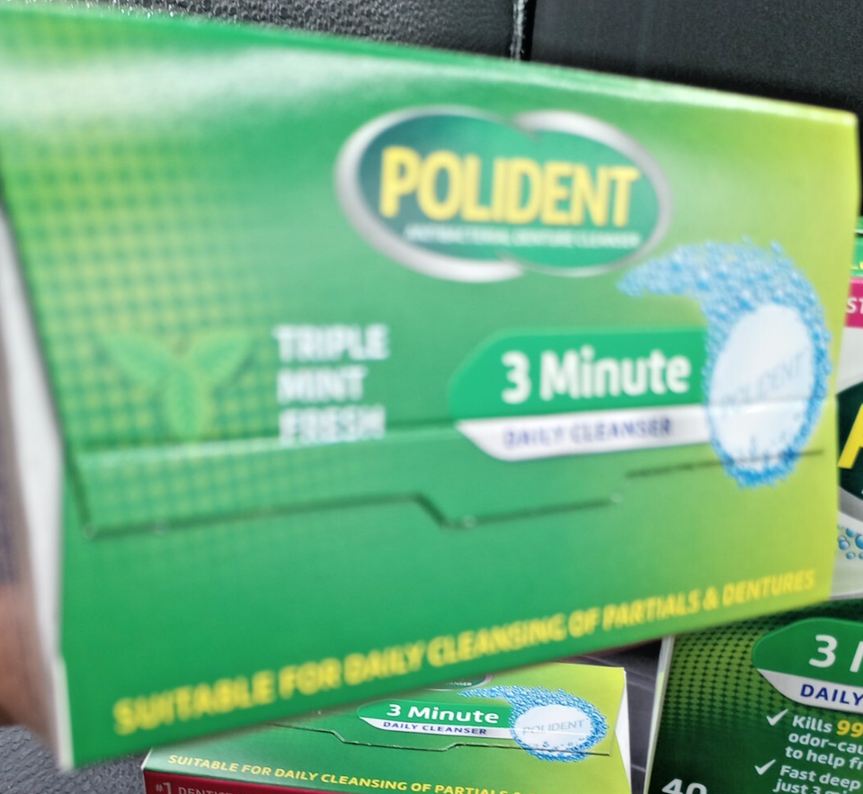 (LOT OF 6) Polident 3 Minute Denture Cleanser - 240 Total Tabs- EXP 03/ ...