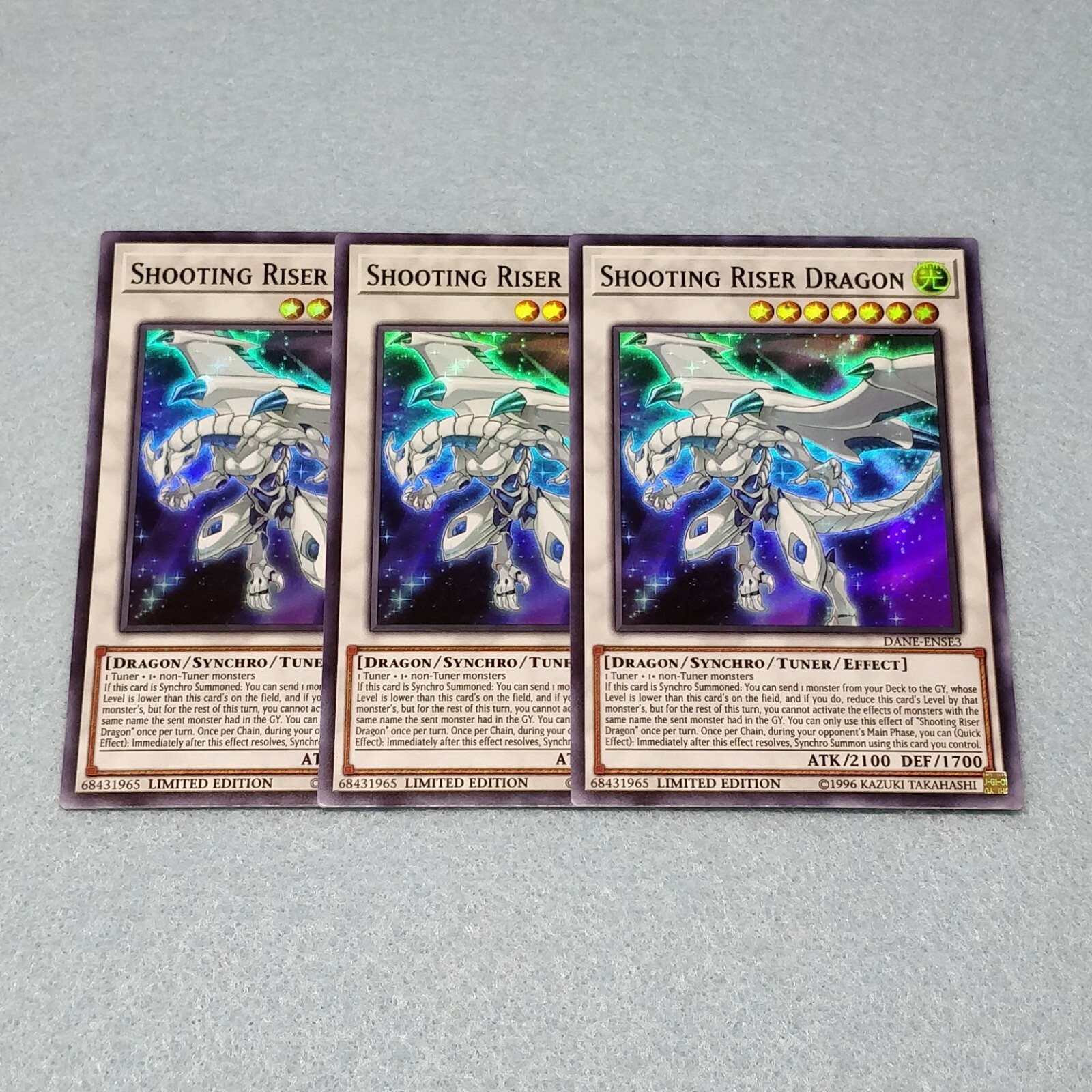 Yugioh Shooting Riser Dragon DANE 1st Edition Super Rare 3 Card Playset ...