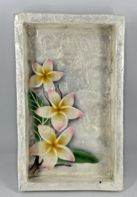 Capiz Shell Plumeria Tray Tropical Trinket Vanity Dresser Hand Painted ...