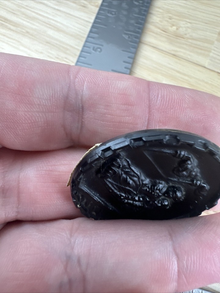 Rare Victorian Deknatel Black Glass Button Tobogganing Sledding At ...