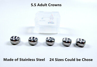 5Pcs Dental Stainless Steel Molar Crowns Adult Preformed Crown 24 Size ...