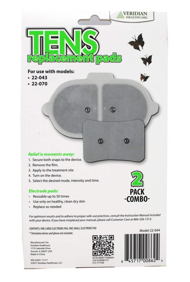 Veridian Wireless Tens Electrode Replacement Pads Combo Pack 2 Count | eBay