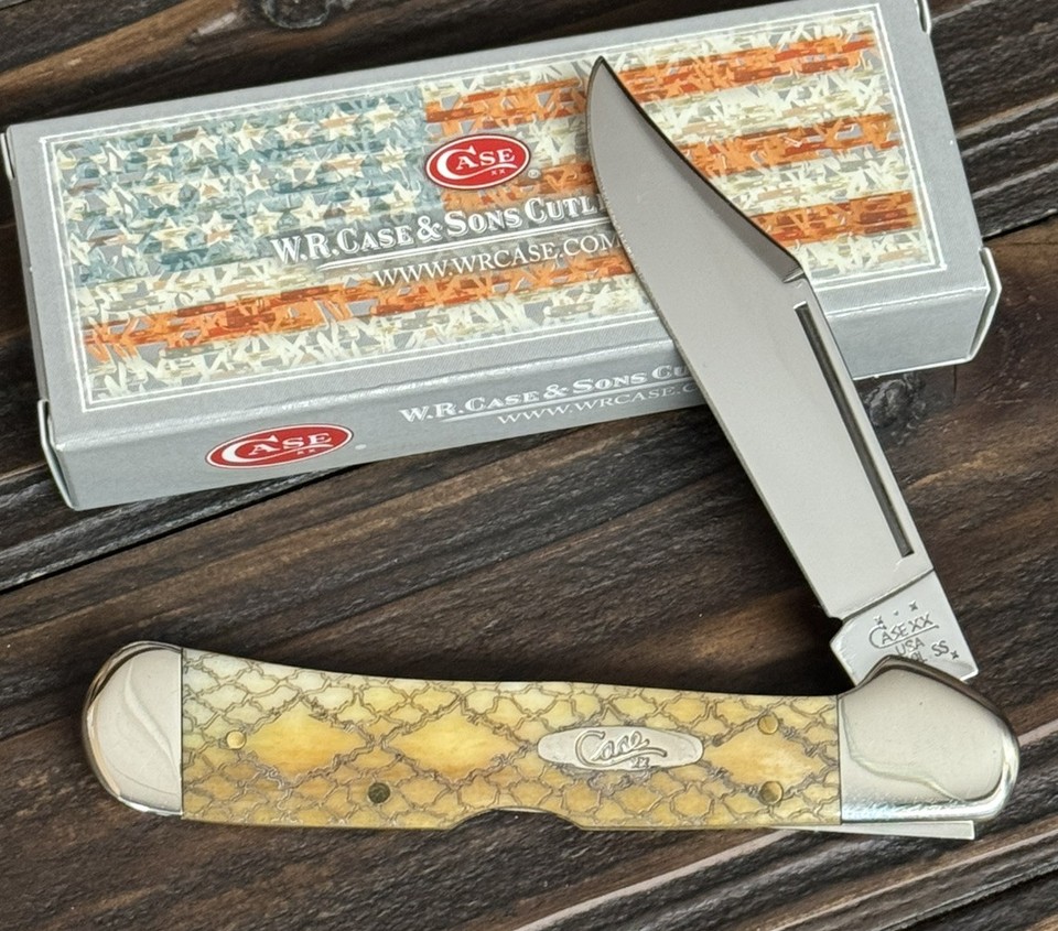 🔥 2004 CASE XX 61549L Antique Bone Rattlesnake Large COPPERLOCK Pocket ...