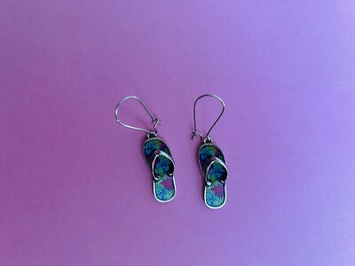 bright colored tropical flip flop drop earrings on hook wires new ...