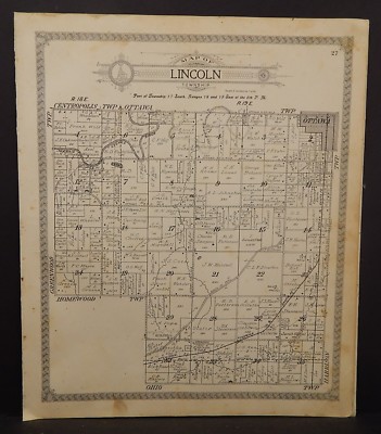 Kansas Franklin County Map Lincoln Township 1920 L24#69 | eBay