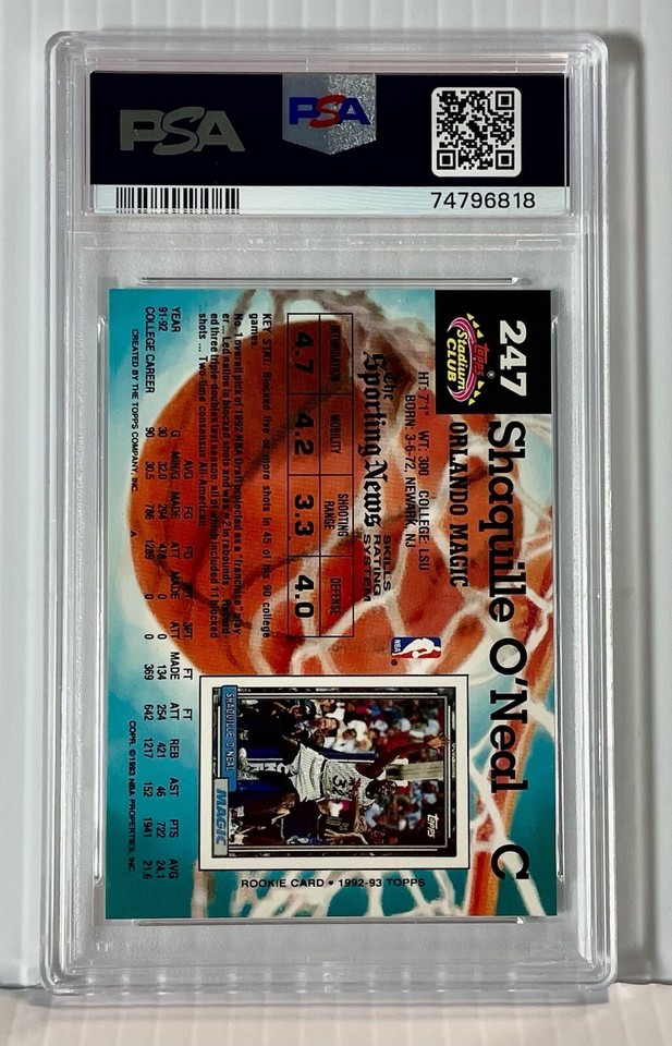 1992-93 Stadium Club #247 Shaquille O'Neal Members Only PSA 8 | eBay