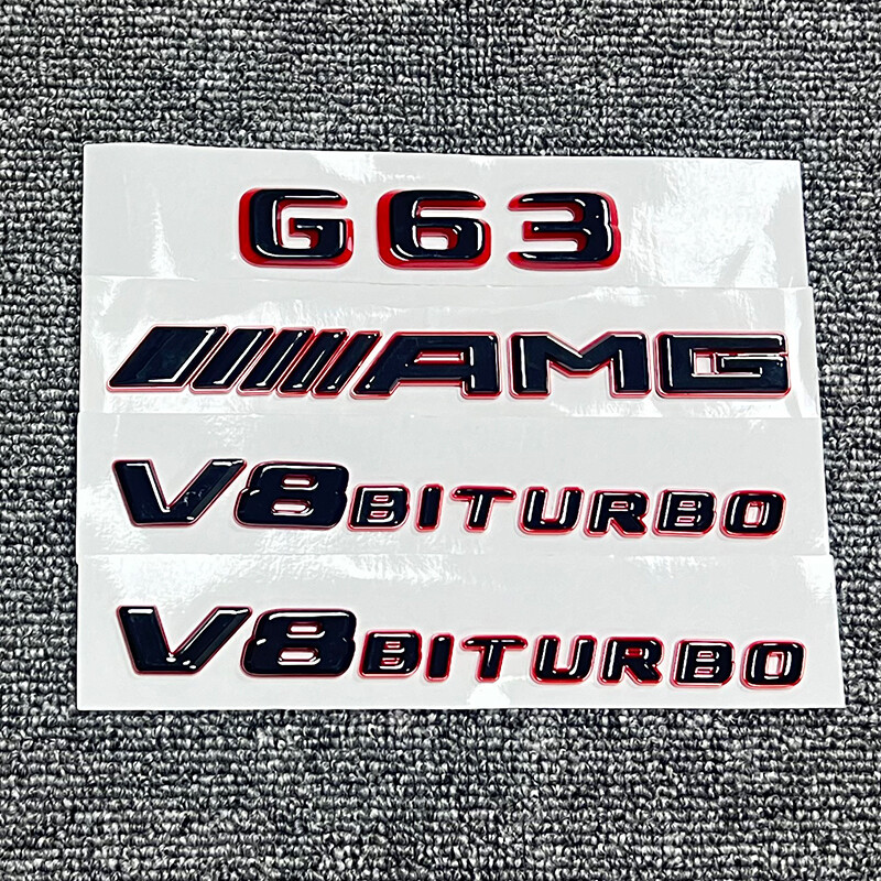 Black RED G63 AMG V8 BITURBO Emblem Badge Sticker Set For Mercedes G63 ...