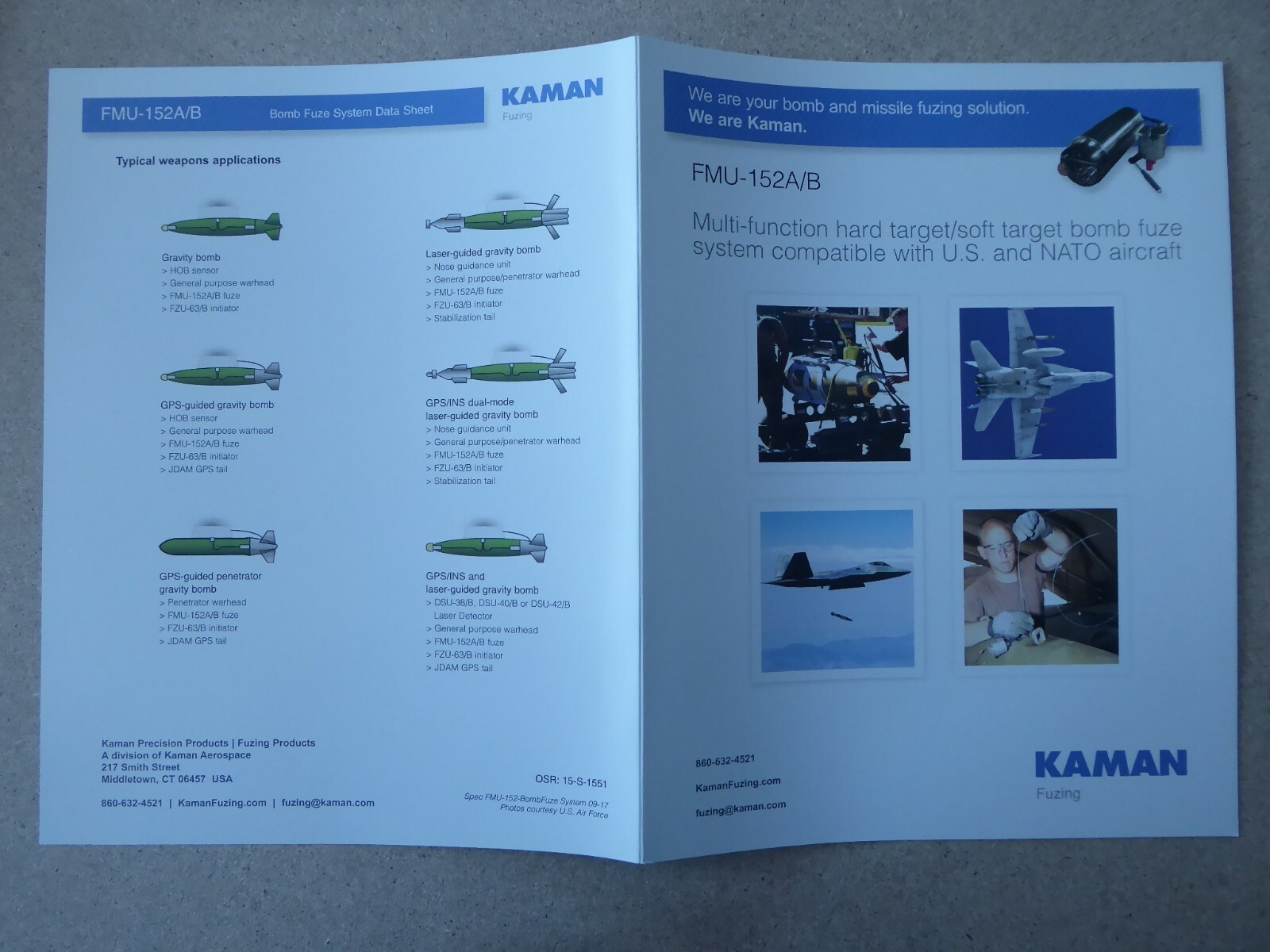 DOCUMENT KAMAN PRECISION PRODUCTS FUZING FMU-152A/B BOMB FUZE SYSTEM F ...