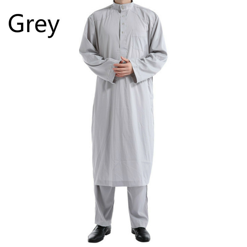 Men Muslim Robe Pants Saudi Style Islamic Kaftan Arab Clothing ...