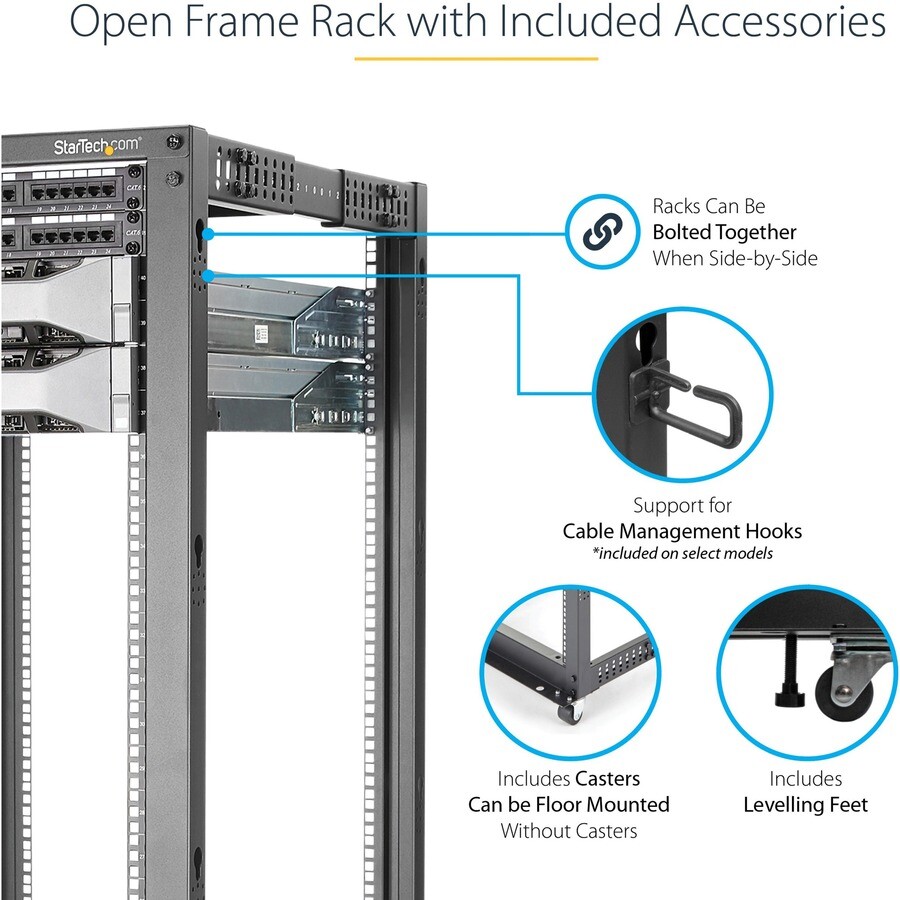 Startech.com 25u Adjustable Depth Open Frame 4 Post Server Rack W ...