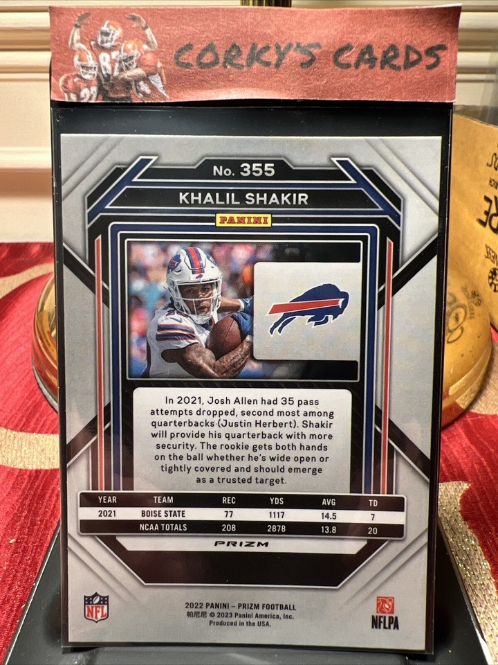 2022 Panini Prizm Football Khalil Shakir RC Green Prizm Rookie Buffalo ...