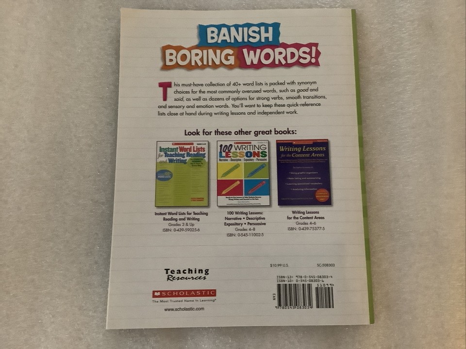 Banish Boring Words, Reproducible Word Lists, Grade 4 5 6 7 8 ...