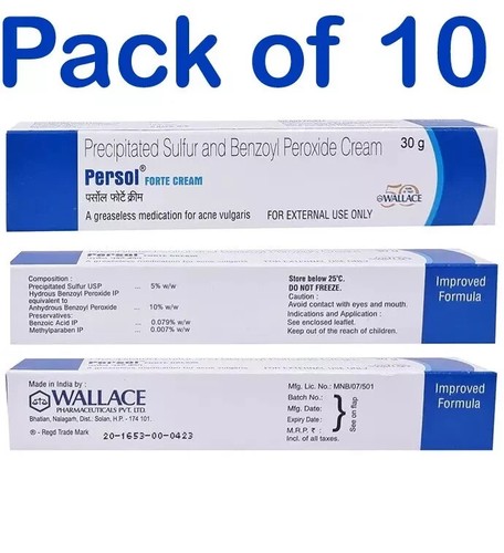 10 Persol Forte Cream 10%Benzoyl Peroxide + Precipitated 5% Sulphur ...
