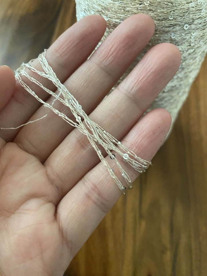 Cone Yarn White Silver Glitter Sequin Thread Clothes Needlework 360g ...