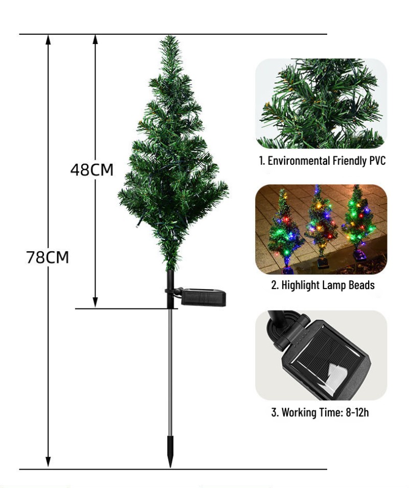 2Pack Solar Christmas Tree Stake Lights Xmas Outdoor Garden Pathway ...