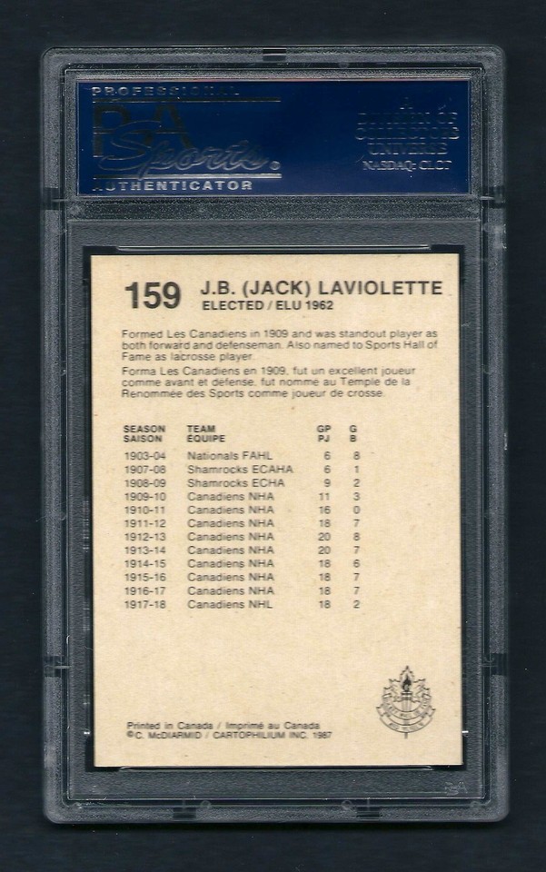 PSA 10 JACK LaVIOLETTE 1985 Hall of Fame Hockey Card #159 | eBay