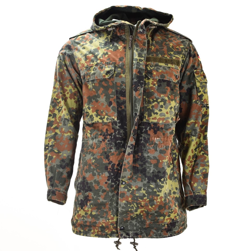 Original German army field jacket parka military issue hooded Flecktarn ...