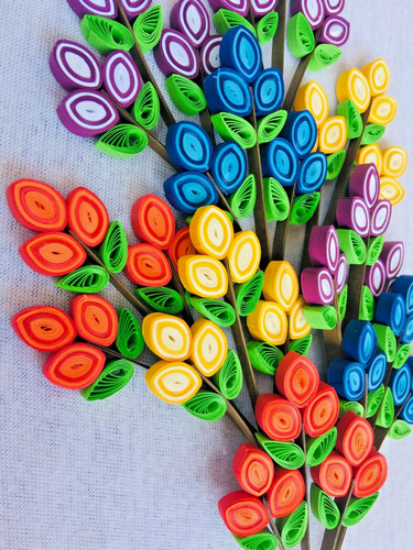 Paper Quilling Flower Bud leaves Branch for cards, wall deco 15lot | eBay