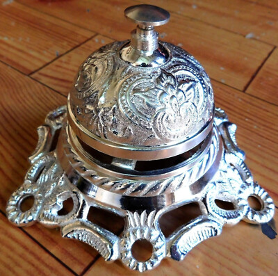 Handmade Counter Bell Service Desk Bell Ornate Solid Brass Call Bell ...