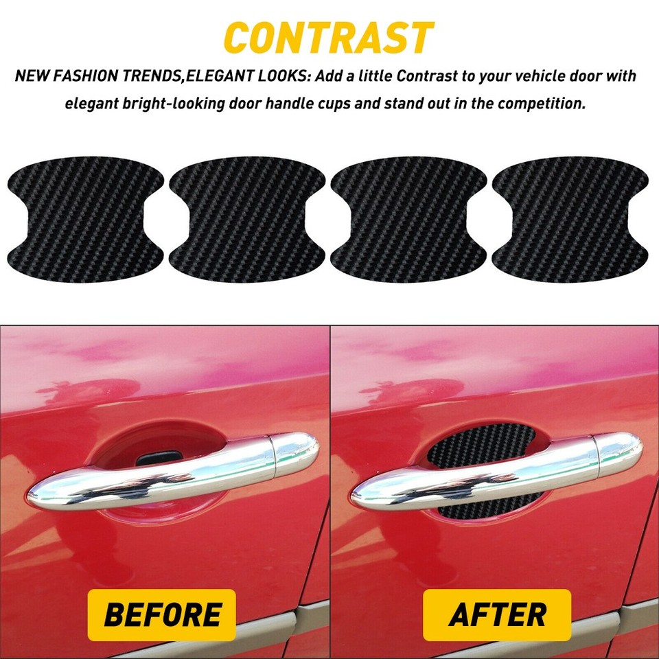 4x Car Door Handle Protector Film Anti Scratch Carbon Fiber Stickers ...