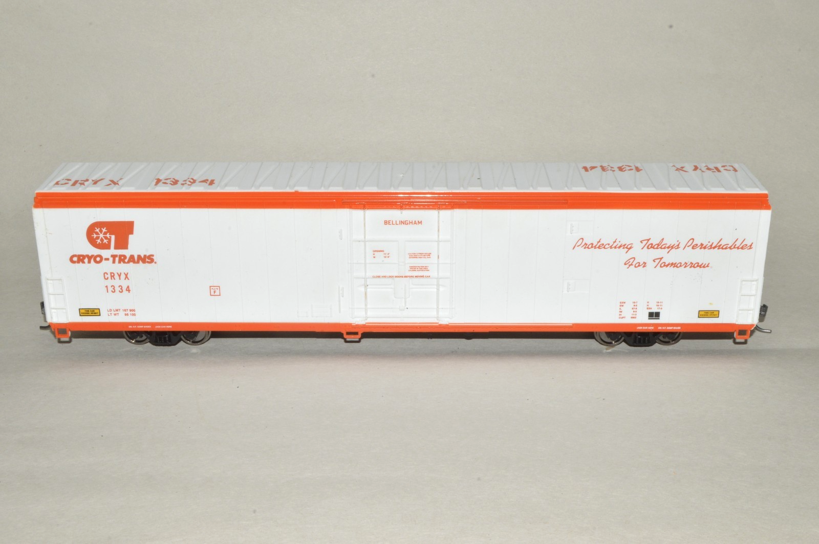 HO scale Walthers Cryo-Trans BELLINGHAM 70' cryogenic reefer car train ...