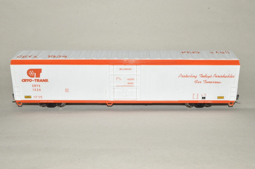 HO scale Walthers Cryo-Trans BELLINGHAM 70' cryogenic reefer car train ...